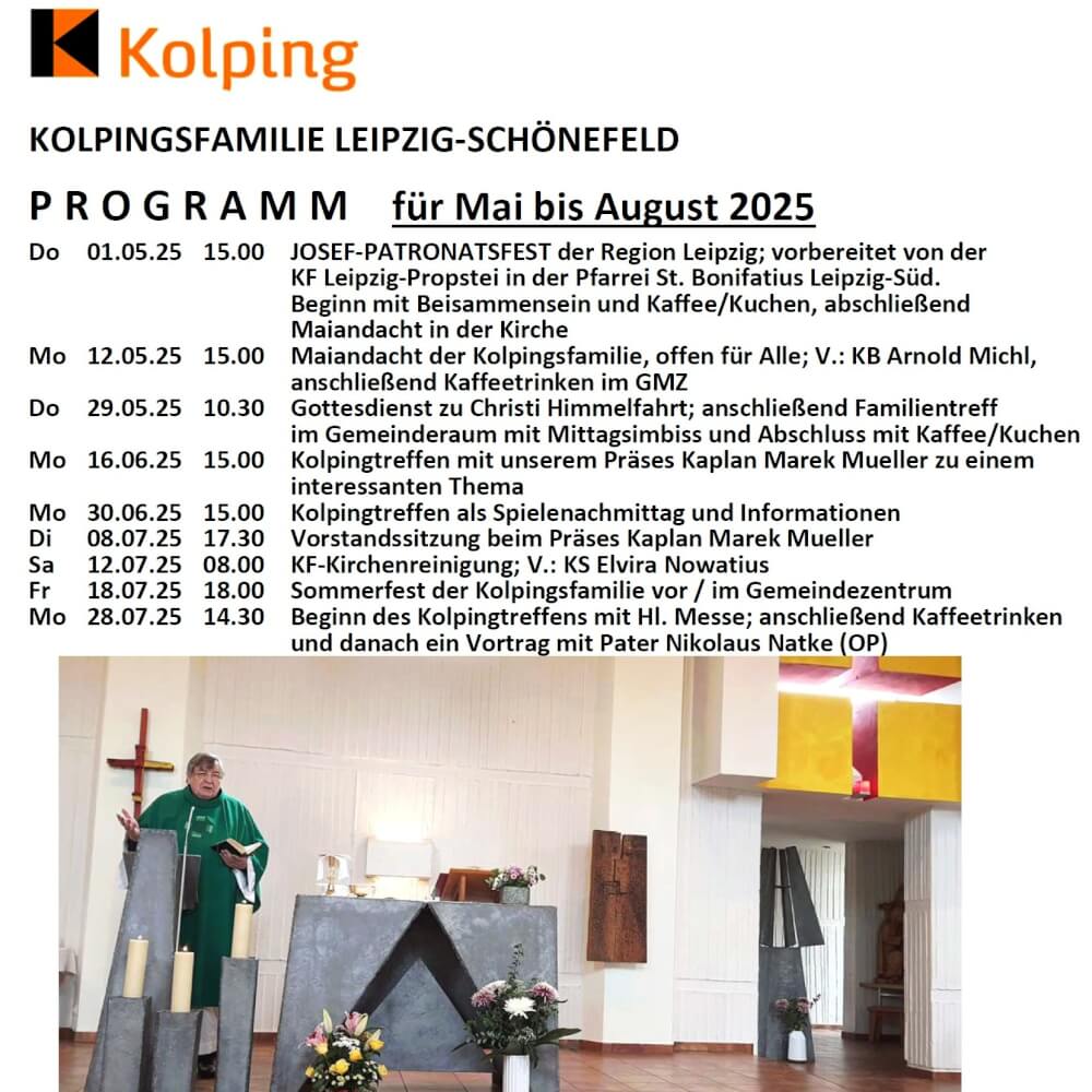 Kolpingprogramm Mai - August 2025 - Heilige Maria Magdalena Leipzig